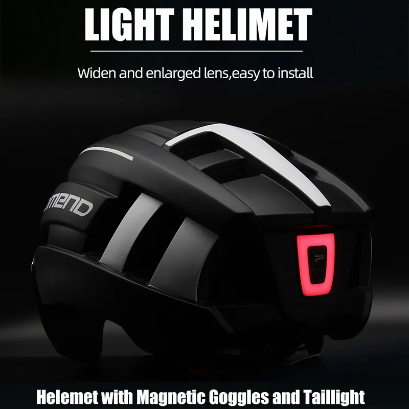Promend Bicycle Helmet with LED Light, Rechargeable, Integrally-Molded ...