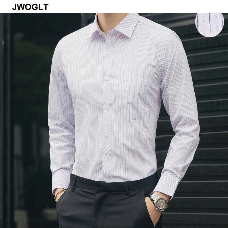 Mens Casual Business Long Sleeved Shirt Classic Striped Male Social ...