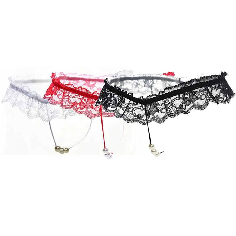 Sexy Lace Panties Open Crotch Women Thong G Strings With Pearls