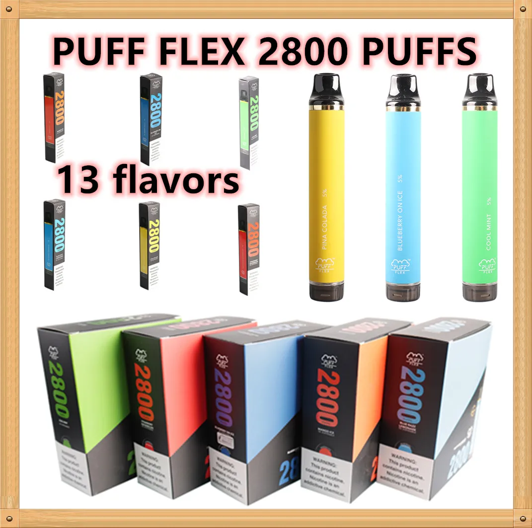 Puff Bars Flex 2800 Puffs E Cigarettes Disposable Vape Pen 1500mAh ...