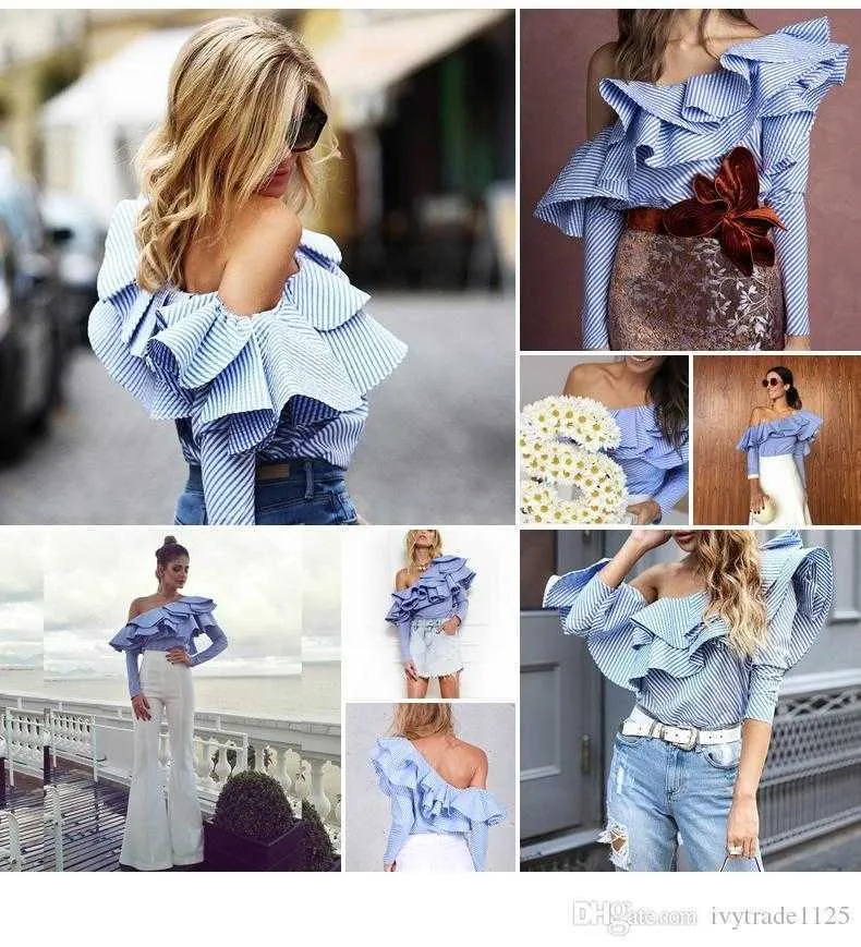 DHgate.com:Womens Off-Shoulder Ruffle Blouse, Sexy Casual European ...