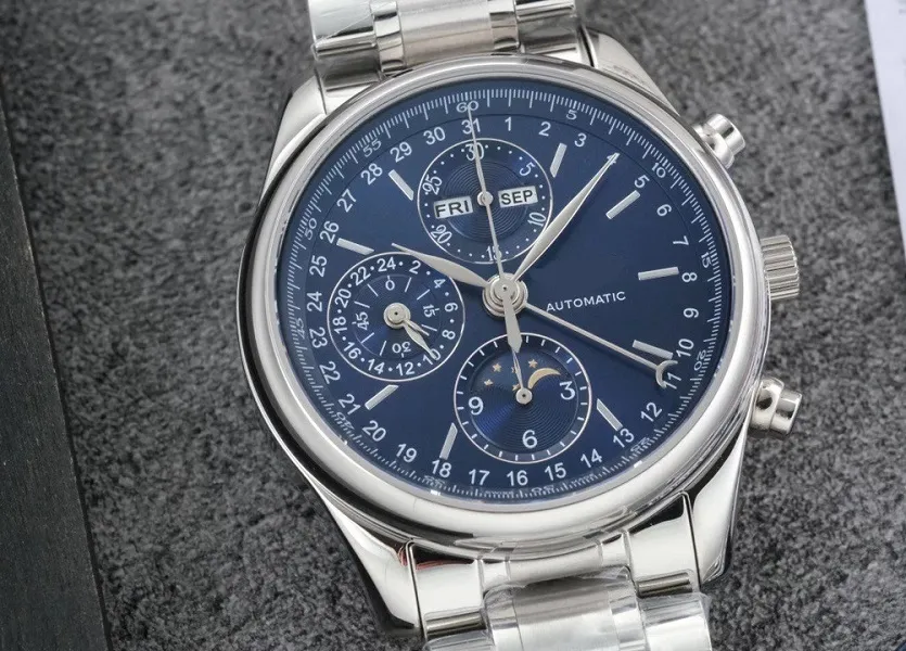 Brand 40mm Automatic Mens Watch - Waterproof Sapphire Moonphase ...