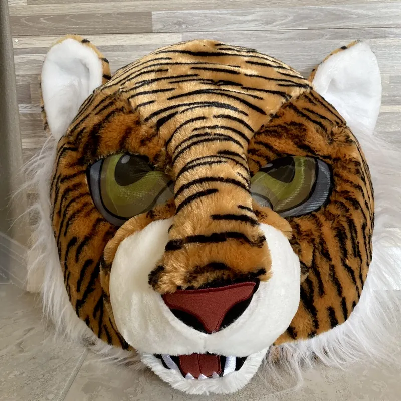 Tiger Head Mascot Furry Mask Adult Costume Huge Props Maternity Wear ...
