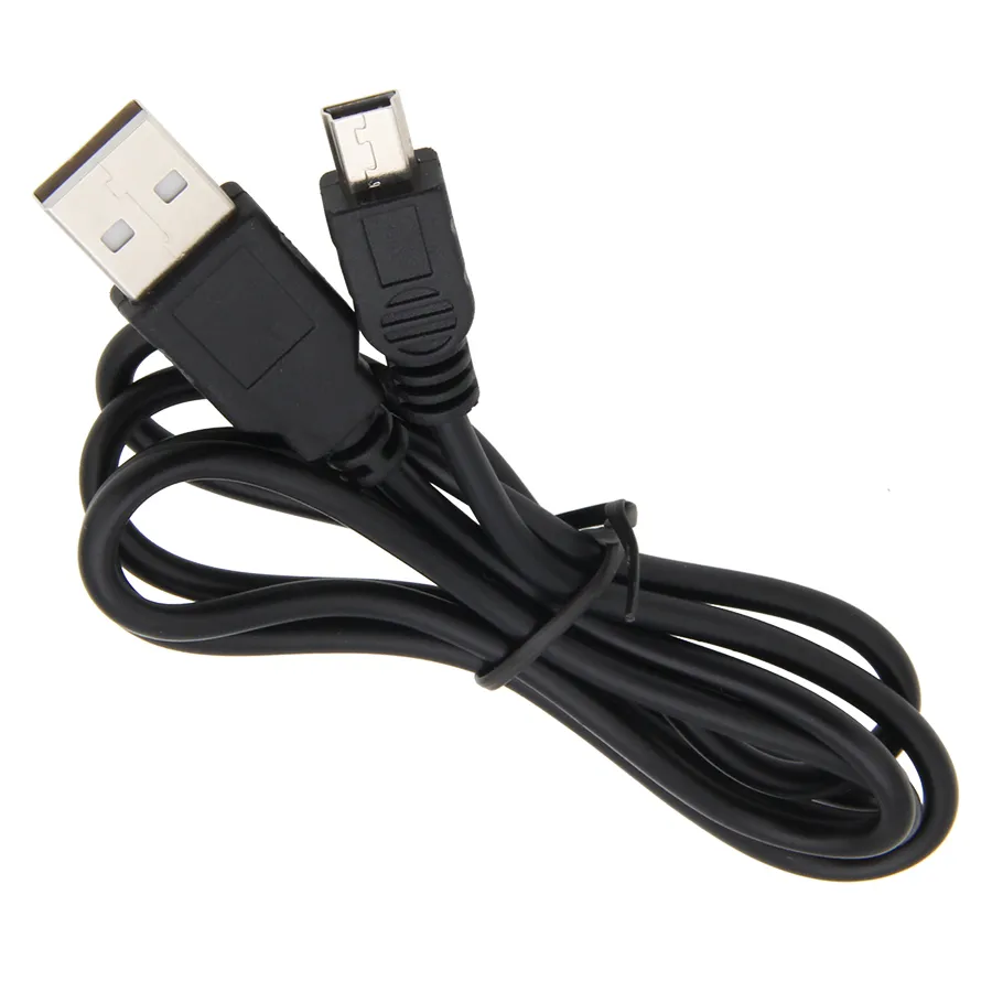 1m Black USB 2.0 A To Mini 5Pin B V3 Data Cable For MP3/MP4 Players ...