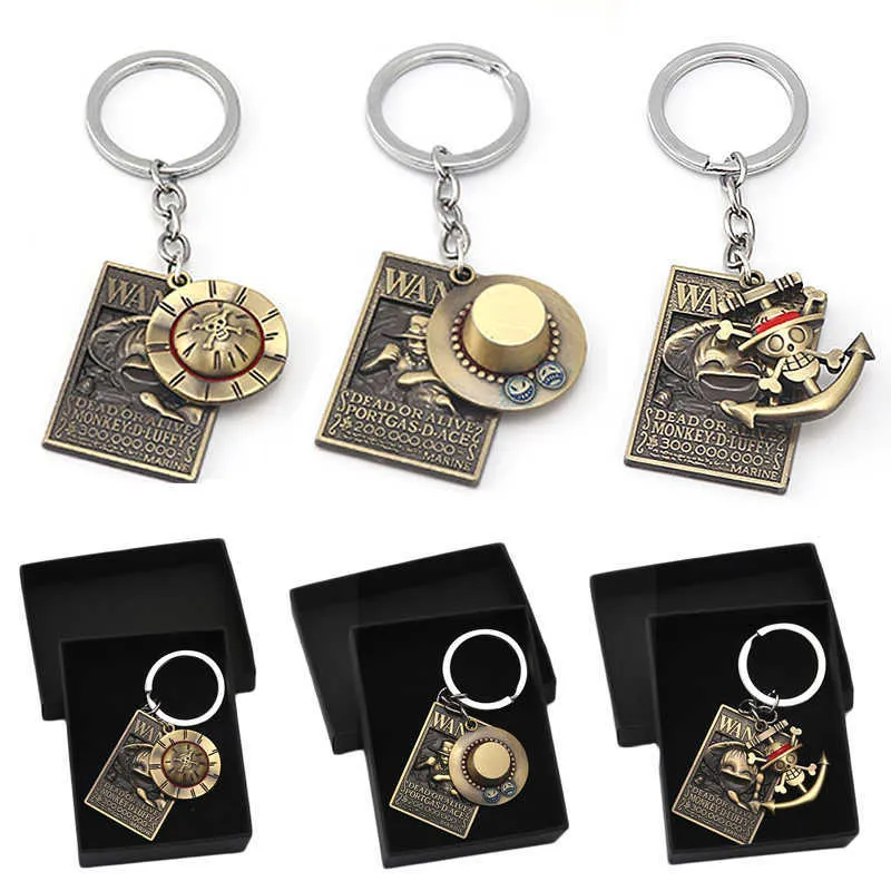 Anime Keychains: One Piece Luffy Hat Zoro Sanji Wanted Key Holder Car ...