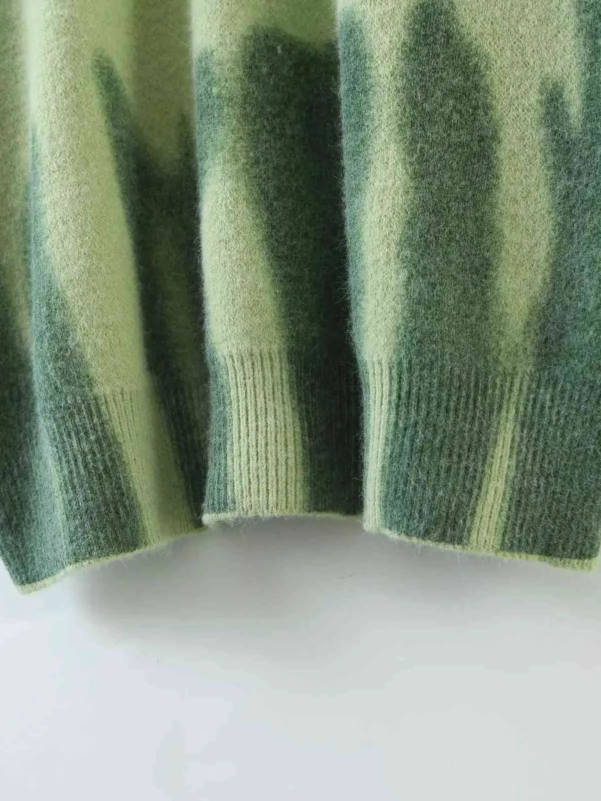 Green Striped Oversized Pullover Elegant O Neck Loose Long Sweater For ...