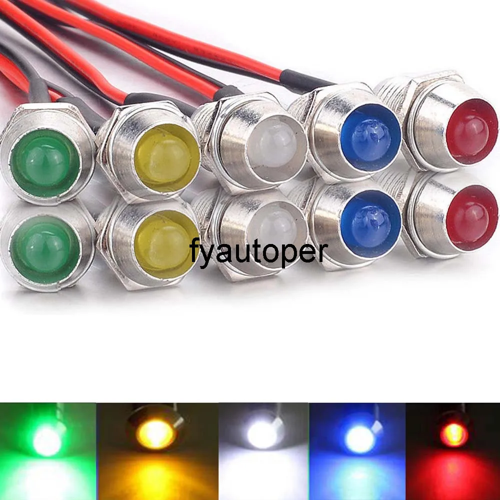 12V LED Indicator Light Set 8mm Pilot Dash Panel Bulbs For Car, Truck ...