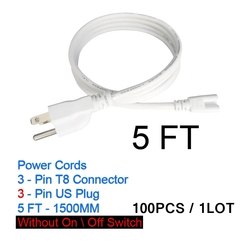 100 Pack Crestech Led Neon Flex Tube AC Power Supply Cable With On/Off ...