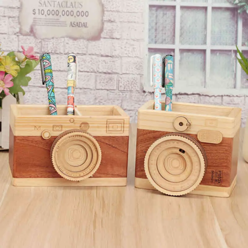 DHgate.com:Wooden Desk Organizer, Creative Retro Camera Double-Layer ...