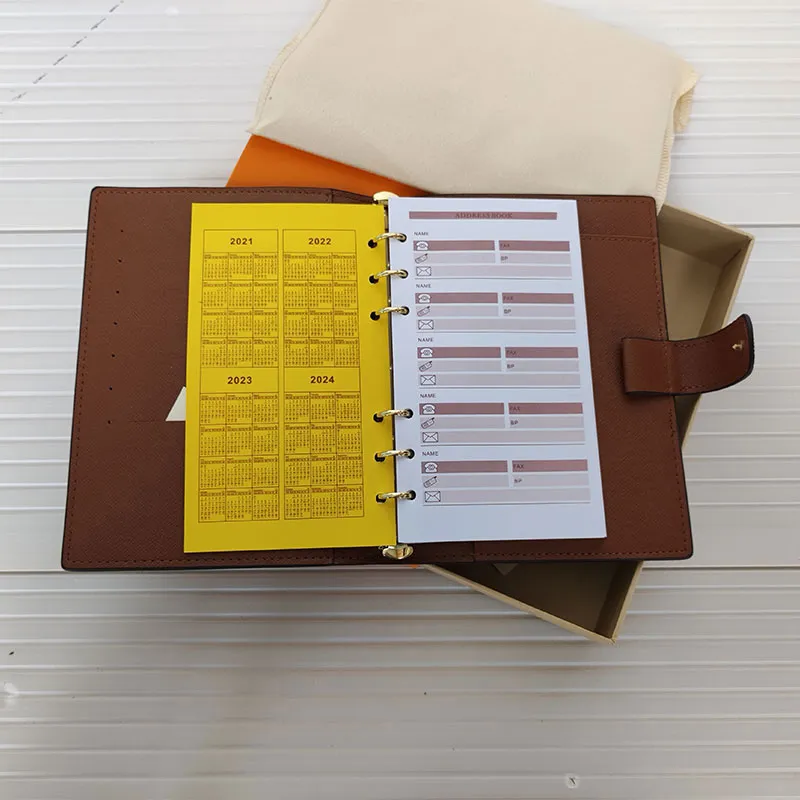 Stylish Leather Agenda Notebook Cover With Dustbag, Invoice, And Gold ...