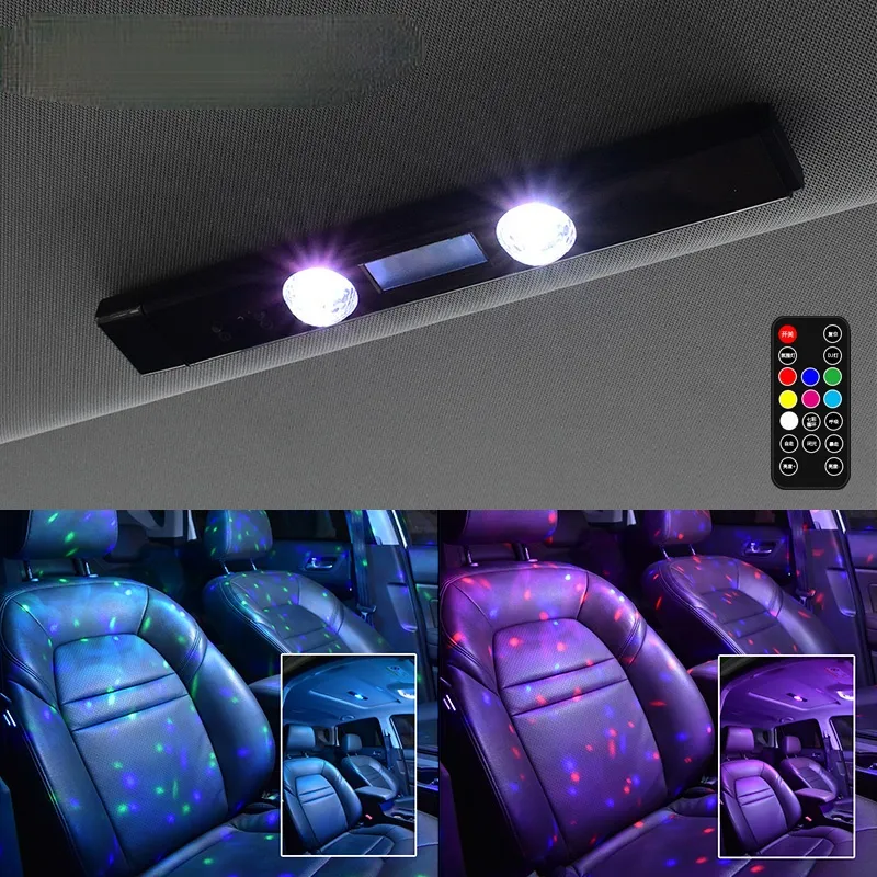 LED RGB Car Atmosphere Lamp USB Wireless Strip with Music Rhythm ...
