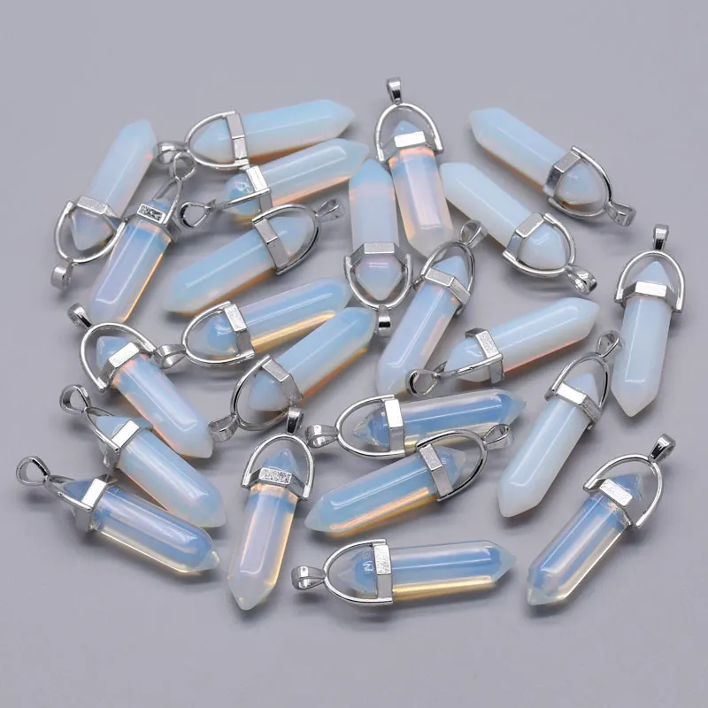 Natural Stone Crystal Pillar Charms: Opal, Rose Quartz, and Chakra ...