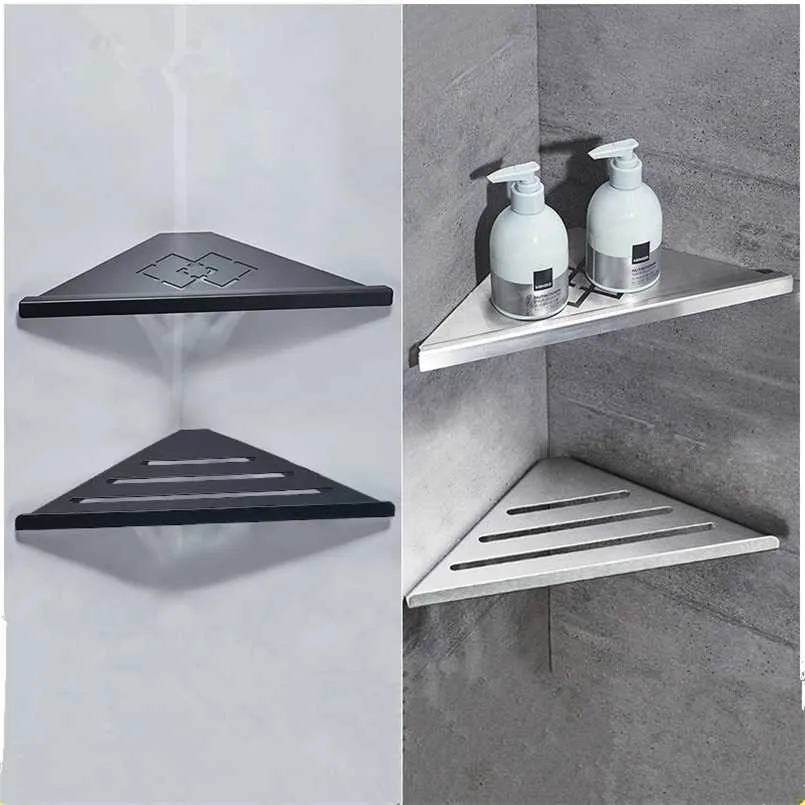 Bathroom Wall Storage Shelves: Black SUS304 Wall Mount Bathroom Shelf ...