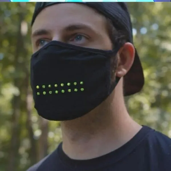 Voice Activated LED Mask - Smart Display Light Up Face Mask for Parties ...