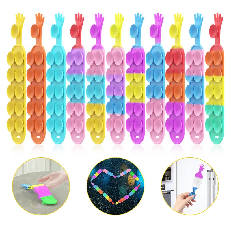 Squishy Hand Shape Suction Pat Silicone Fidget Toy Stress Relief Pop ...