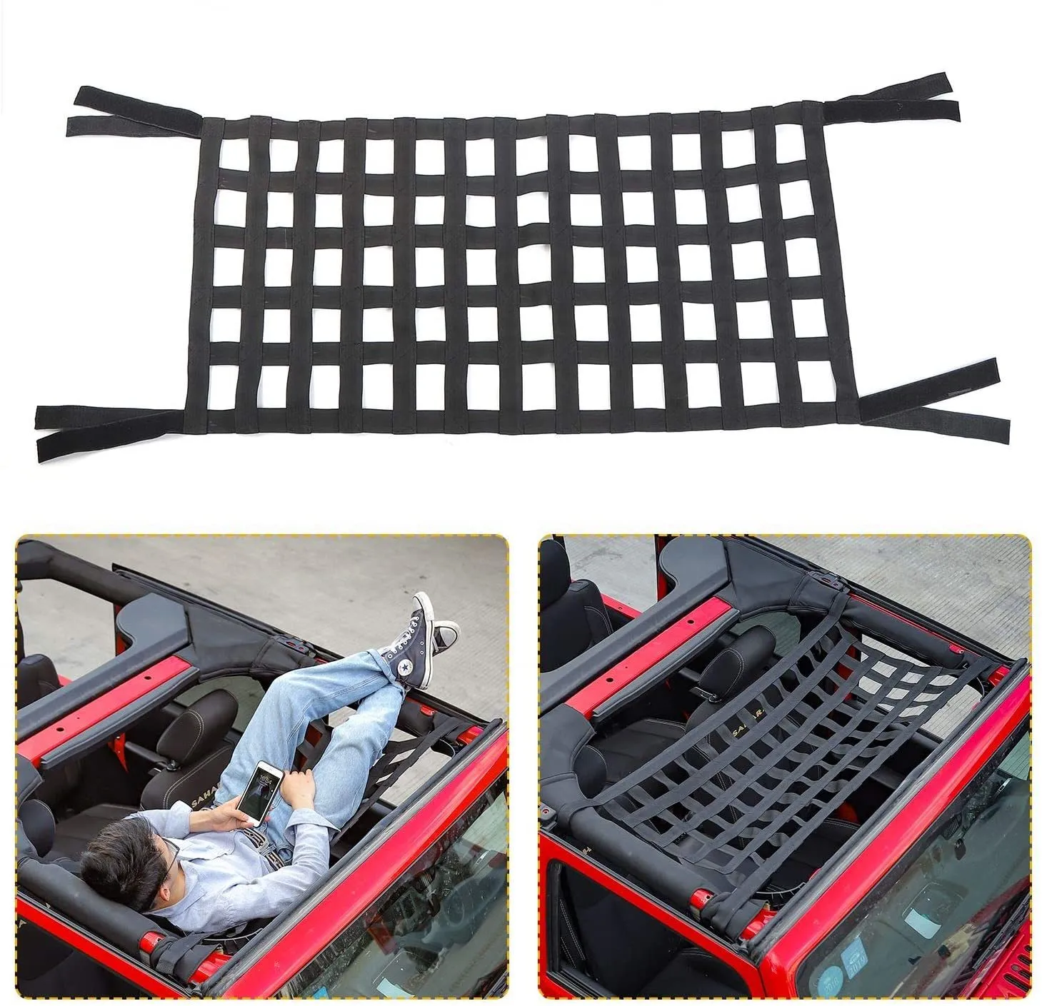 Durable Mesh Car Top Cargo Net, Auto Roof Hammock for Open-Top Vehicles ...