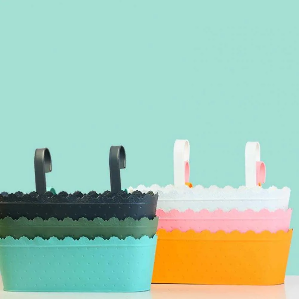 Green Plastic Hanging Flower Pot with Removable Bucket for Wall ...