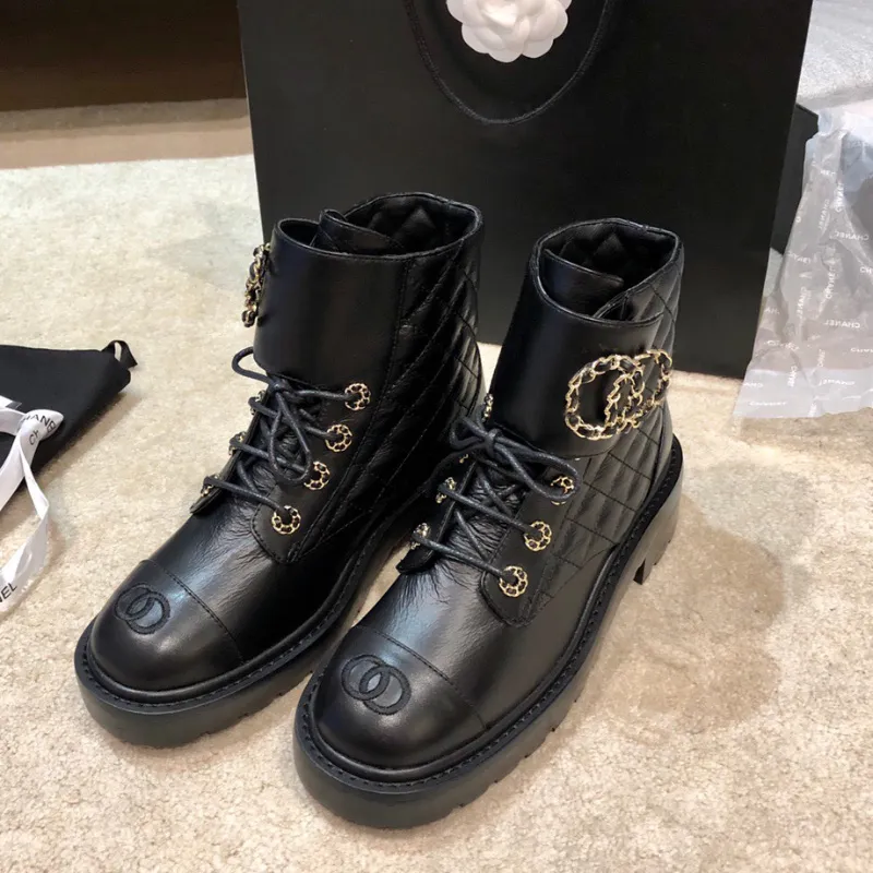 Designer Black Leather Platform Ladies Black Ankle Boots With Chunky ...