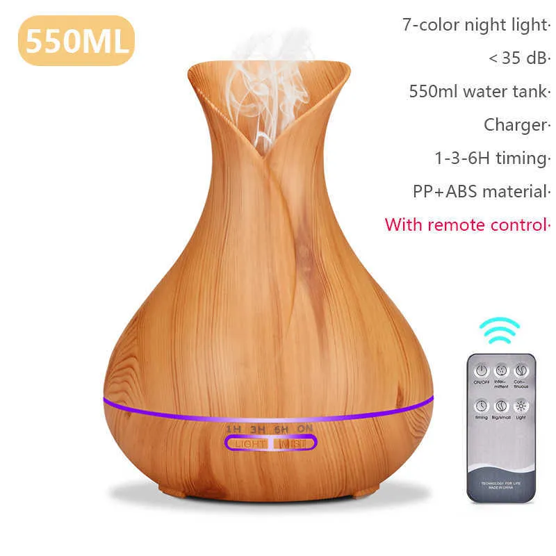 Aromatherapy Humidifier: 550ML Ultrasonic Cool Mist Diffuser With LED Light For Home And Office ...