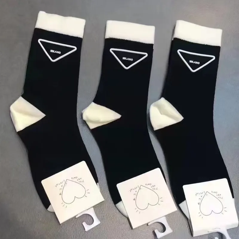 Women Triangle Letter Socks Black White Breathable Cotton Sock For Gift ...