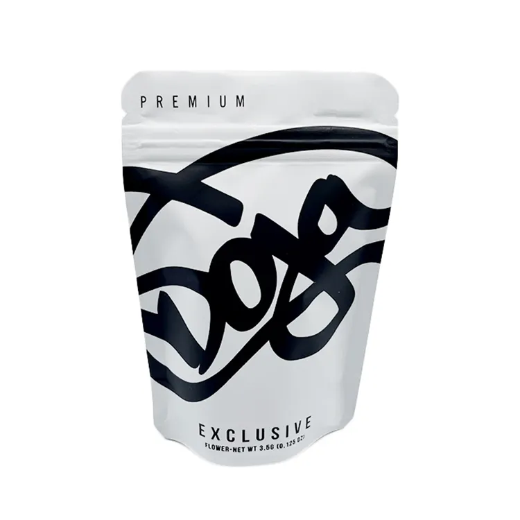 Wholesale Doja White 3.5g Child Resistant Mylar Bag Empty Cookies Bags ...