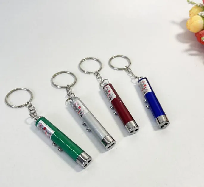 2-in-1 Red Laser Pointer Cat Toy with LED Light - Portable Keyring ...