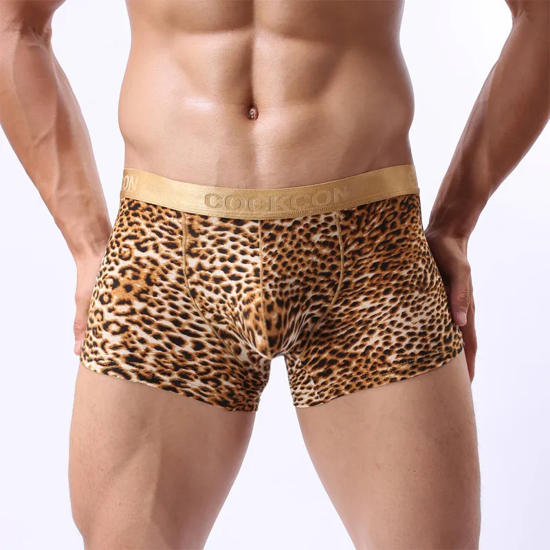 Leopard Cockcon Sexy Mens Underwear Boxers Bulge Enhancing Pouch