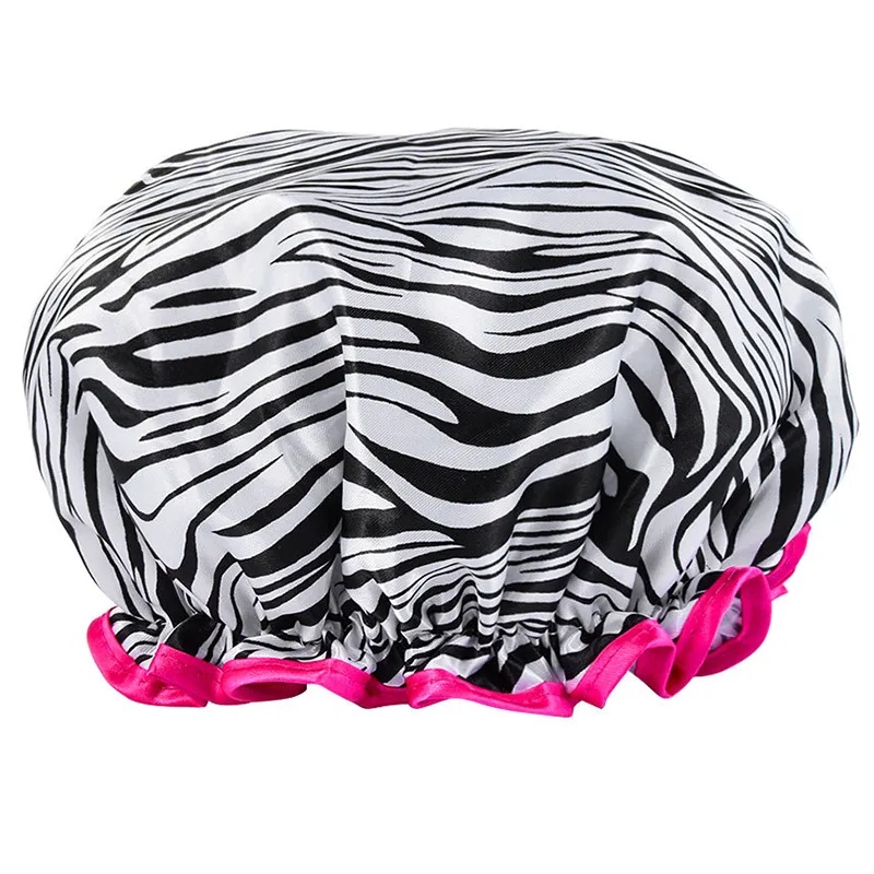 Waterproof Shower Cap - Fashion Double Layer Bath Hat for Women ...