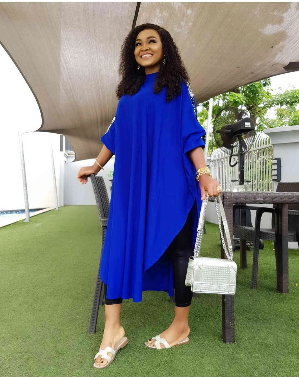 Elegant Plus Size Sequin Dress - Batwing Sleeve, Loose Fit, Perfect for ...