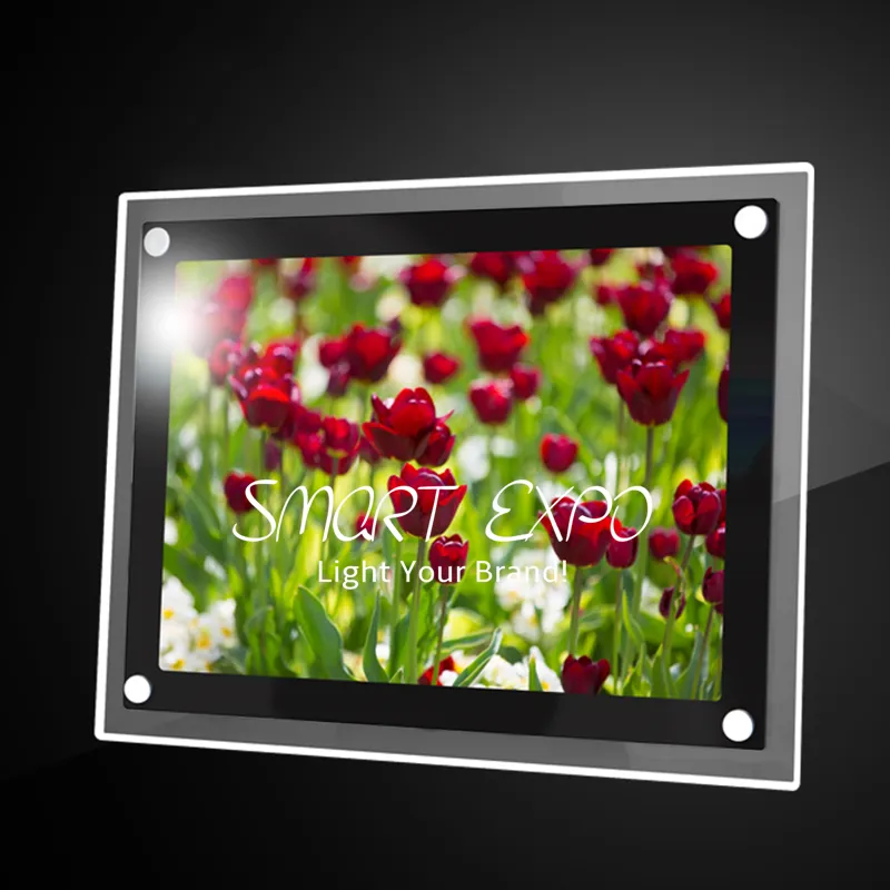 Acrylic LED Light Box Display A4 Wall Mounted Advertising Display With ...