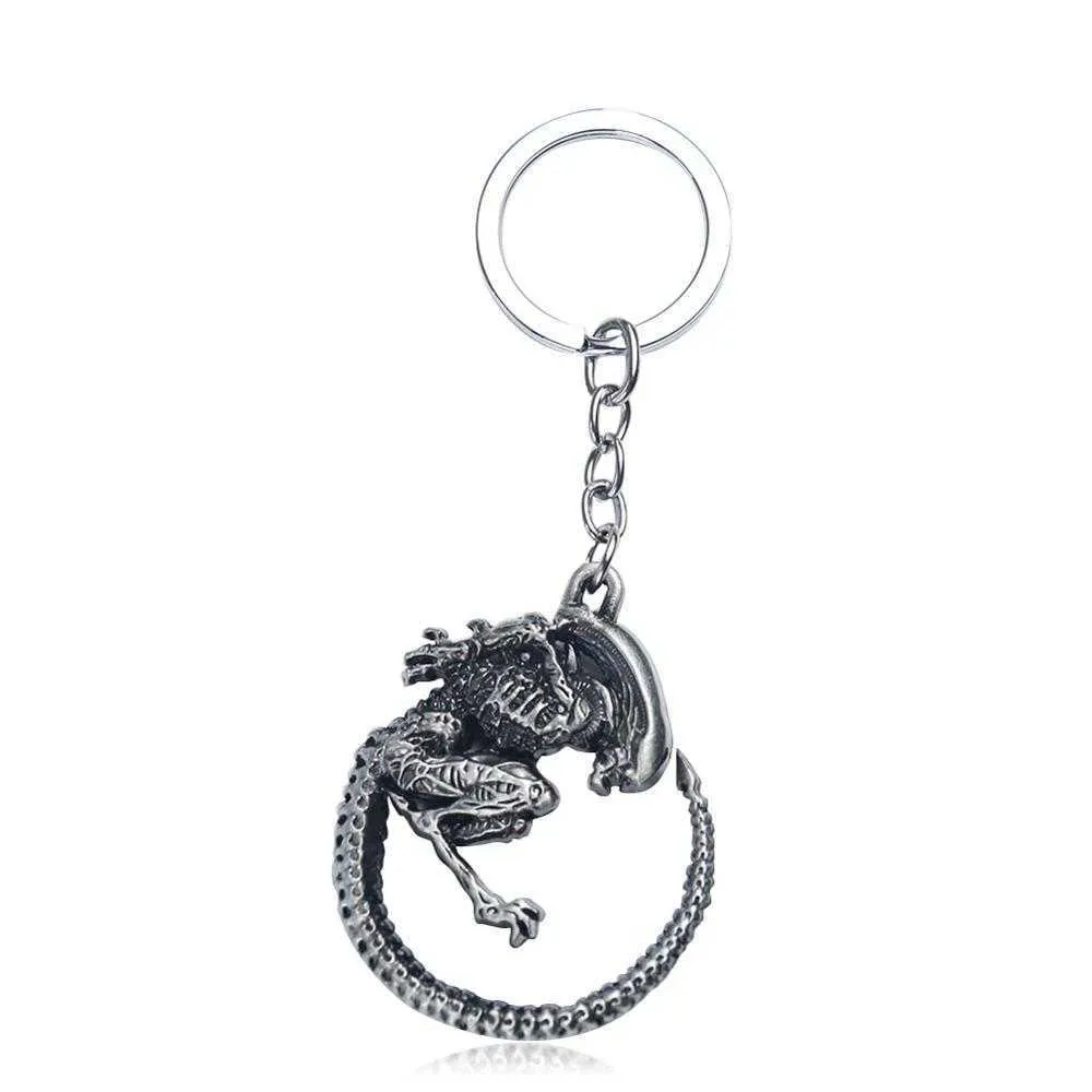 Aliens Predator 3D Lizard Keychain Tail Bone, Devil Queen, Metal ...