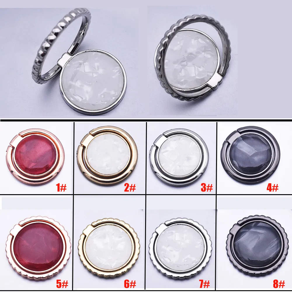 Shell Pattern Metal Phone Ring Holder 360° Rotating Diamond Stone ...