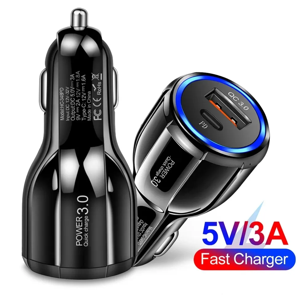 USB C Auto Charger 30W Dual Port Fast Car Charger USB C Type C Power ...