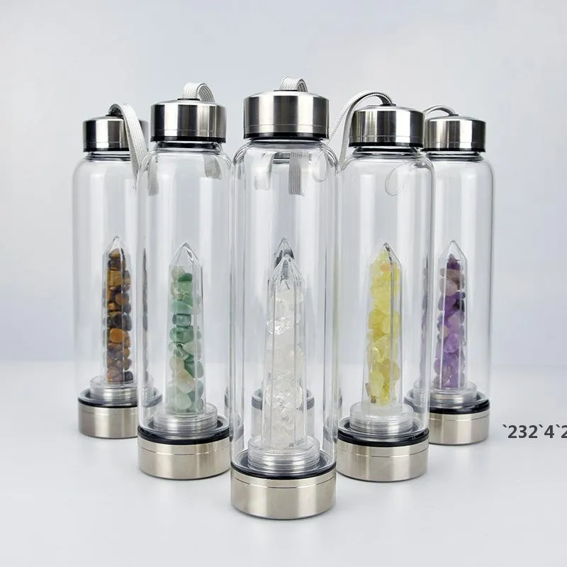 Quartz Crystal Water Bottle, Direct Drinking Glass Cup 8 Styles ...