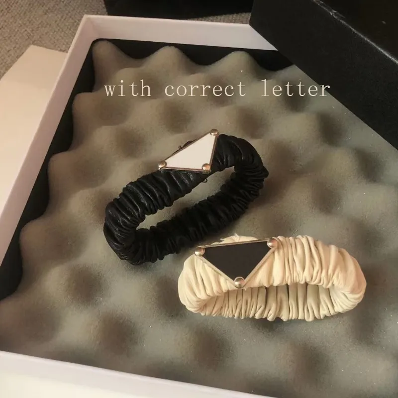 Women's Leather Triangle Hair Ties with Stamped Correct Letters ...