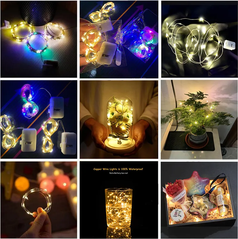 LED String Light 0.5M 1M 2M 3 Modes Silvery Copper Wire Battery ...