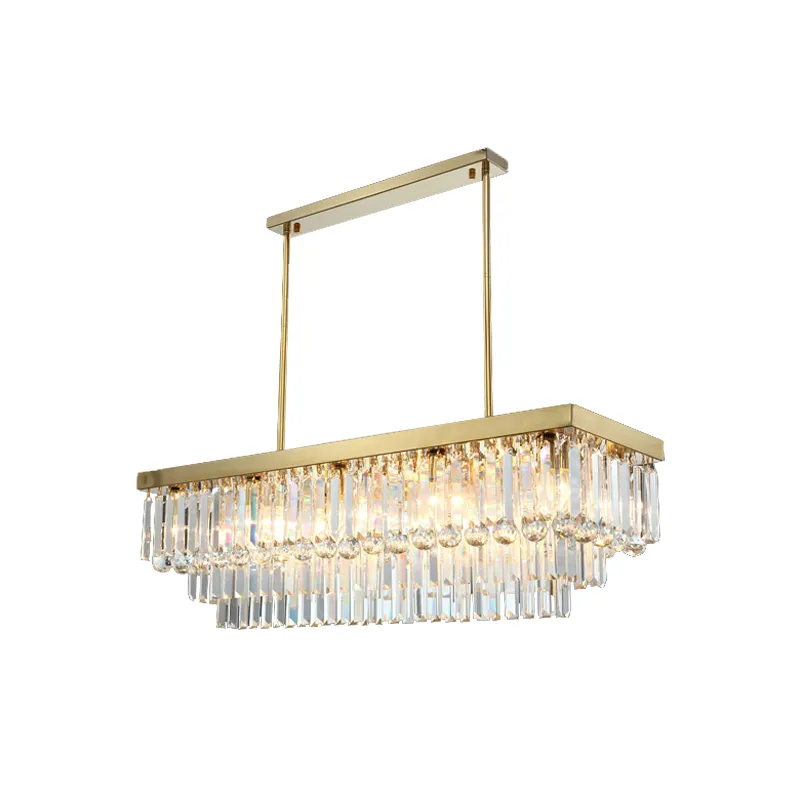 Luxury Gold Rectangle Crystal Gold Rectangle Chandelier Pendant Lamp ...