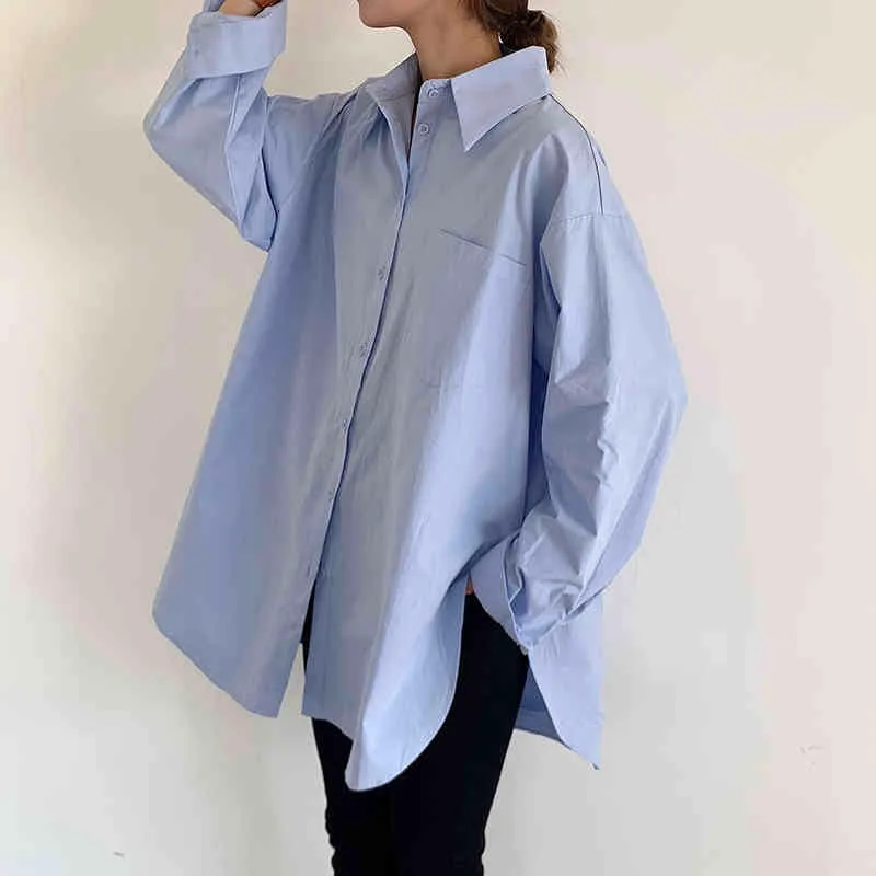 Korean Casual Shirts for Women Scoop Neck Long Sleeve Polyester ...