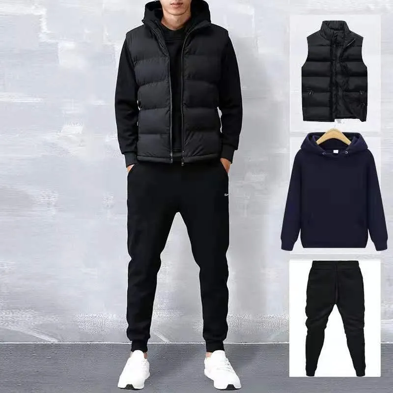 Mens Spring/Summer Tracksuit Set: Black Tech Fleece Hoodie And ...