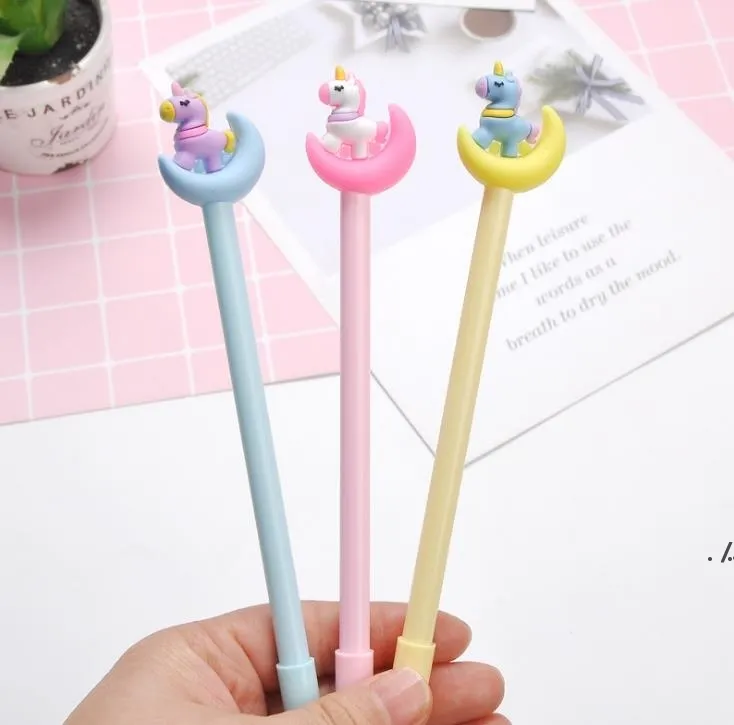 Cute Cartoon Pens with Moon & Unicorn Design: Black Ink Pens for ...