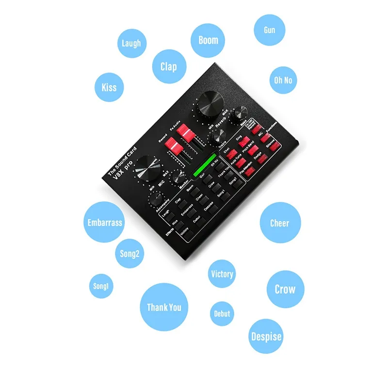 PRO Live Sound Card Audio Mixer Bluetooth 15 Multiple Modes Sound ...