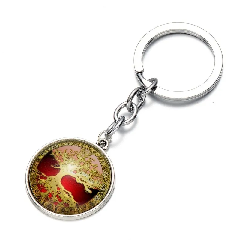 Gold Tree Of Life Key Rings Metal Glass Cabochon Keychain Holder ...