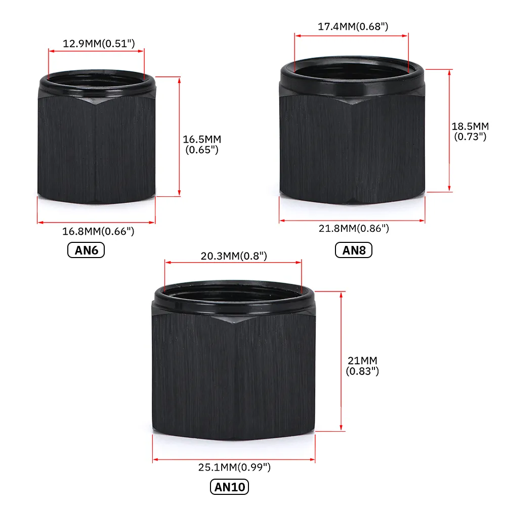 6an Bulkhead Fitting AN6 Flare Cap Fittings - Aluminum Port Adapters (2 ...