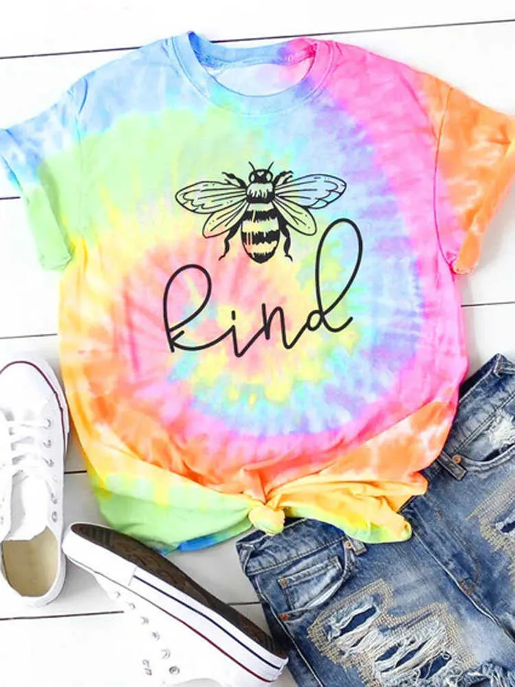 Female Graphic Tee V-Neck Short Kimono Sleeve Streetwear Shirt in Red ...