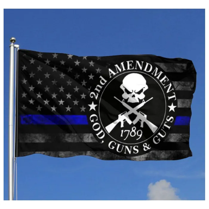 2nd Amendment God Guns Guts Skull 1789 Thin Blue Line 3' X 5'ft Flags ...