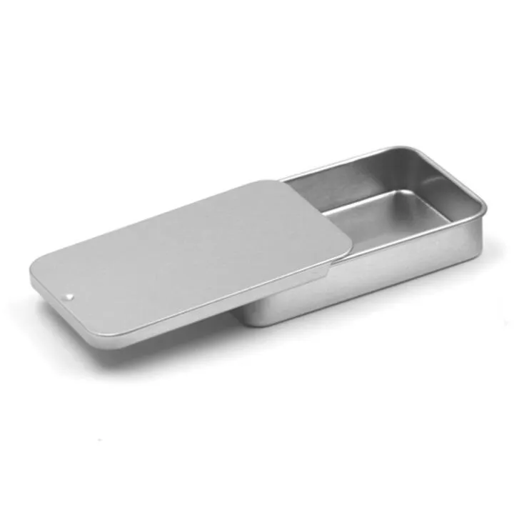 White Sliding Tin Box Mint Packing Food Storage Container Boxes Small ...