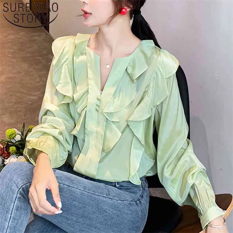 Autumn Chiffon Blouse: Long Sleeve V-Neck Ruffle Top - Shop Now! Best ...