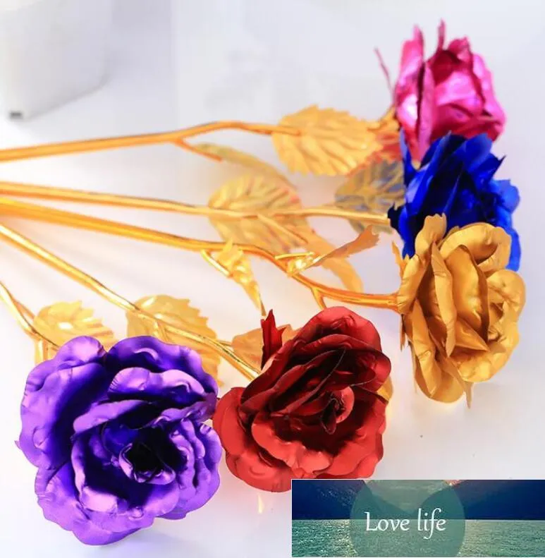 Artificial Long Stem Flower 24k Gold Foil Plated Rose Gifts For Lover ...