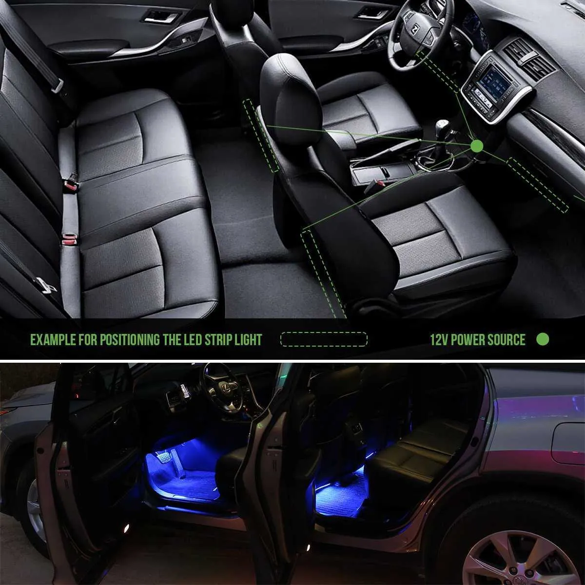 Charming Car 4 In 1 RGB Interior Atmosphere Lamp 48 LED Wireless Remote ...