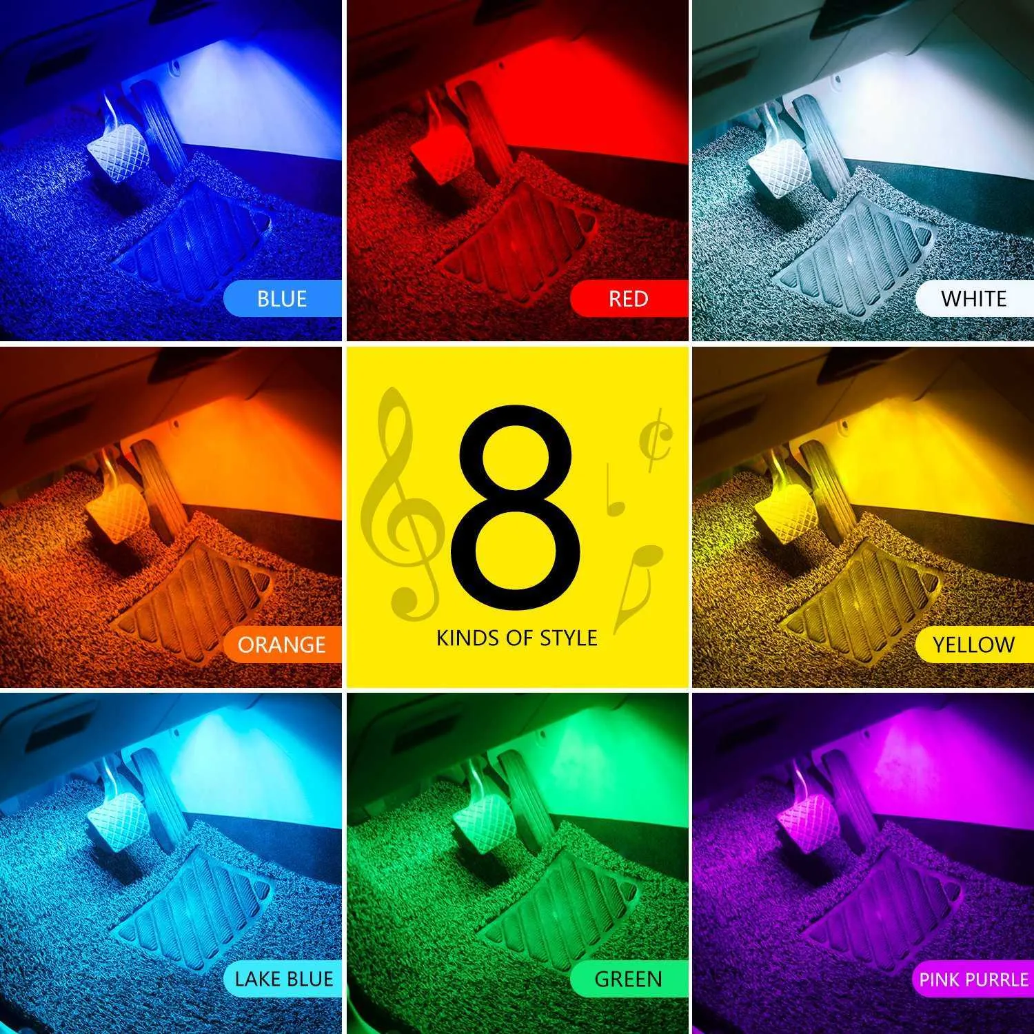 Charming Car 4 In 1 RGB Interior Atmosphere Lamp 48 LED Wireless Remote ...